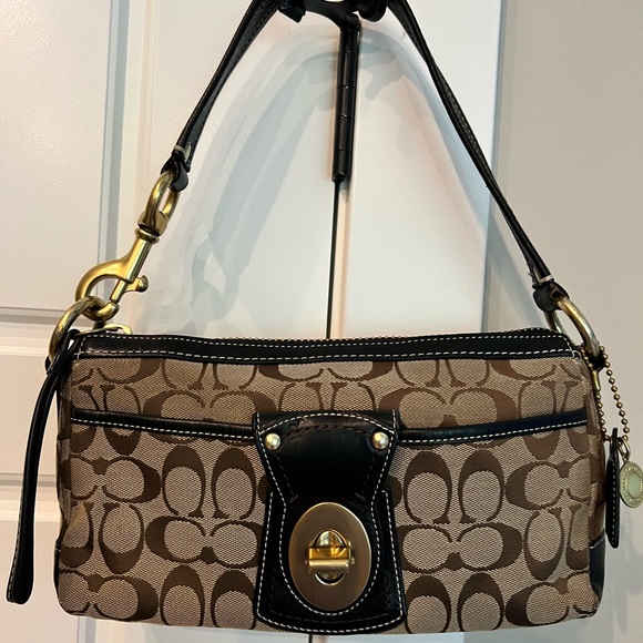 Coach | Bags | Authentic Coach Fabric With Leather Trim Purse | Poshmark